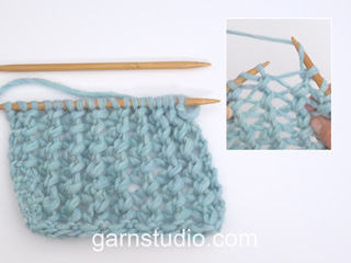 How to knit a basic lace pattern with 1 yo, K2 together